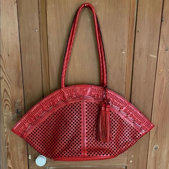 Bags | Patricianash Trope Dome Red Leather Perforated Tote Bag | Poshmark